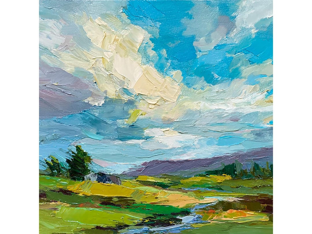 Ireland Abstract Landscape Oil Painting: Original Impasto Art Textured ...