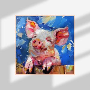 Pig Painting on Canvas Piglet Portrait Original Canvas Fine Art Farm ...