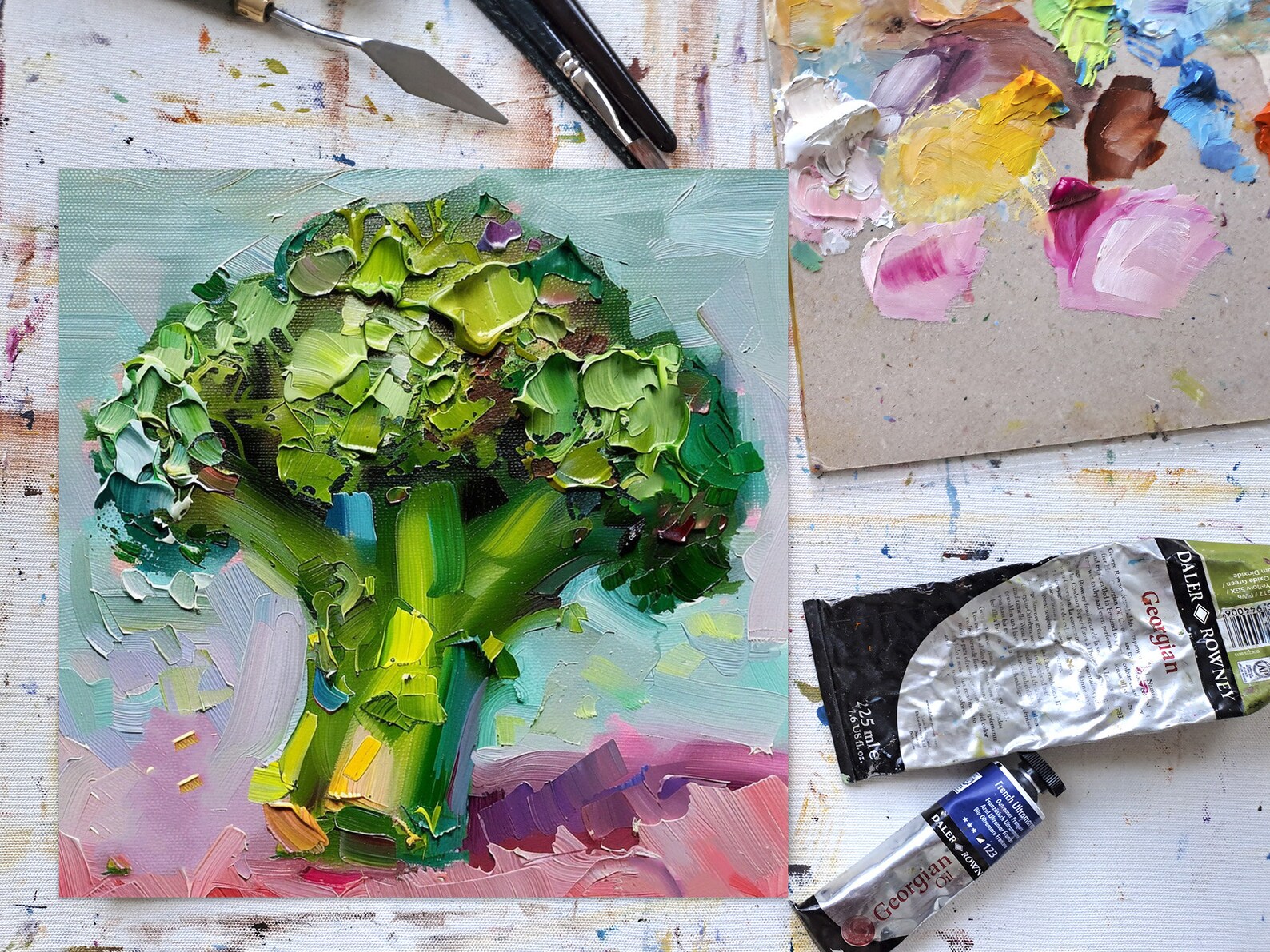 Broccoli Painting on Canvas Vegetables Original Art Kitchen Wall Art ...