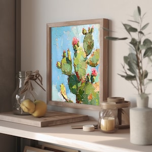 Cactus Painting Arizona Original Art Cactus Flowers Impasto Artwork ...