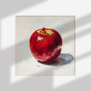 Red Apple Painting Still Life Kitchen Wall Art Realistic Fruit Oil ...