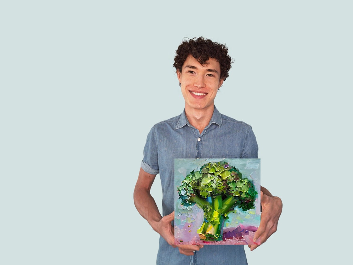 Broccoli Painting on Canvas Vegetables Original Art Kitchen Wall Art ...
