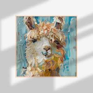Alpaca Painting on Canvas Animal Portrait Impasto Original Art Lama ...