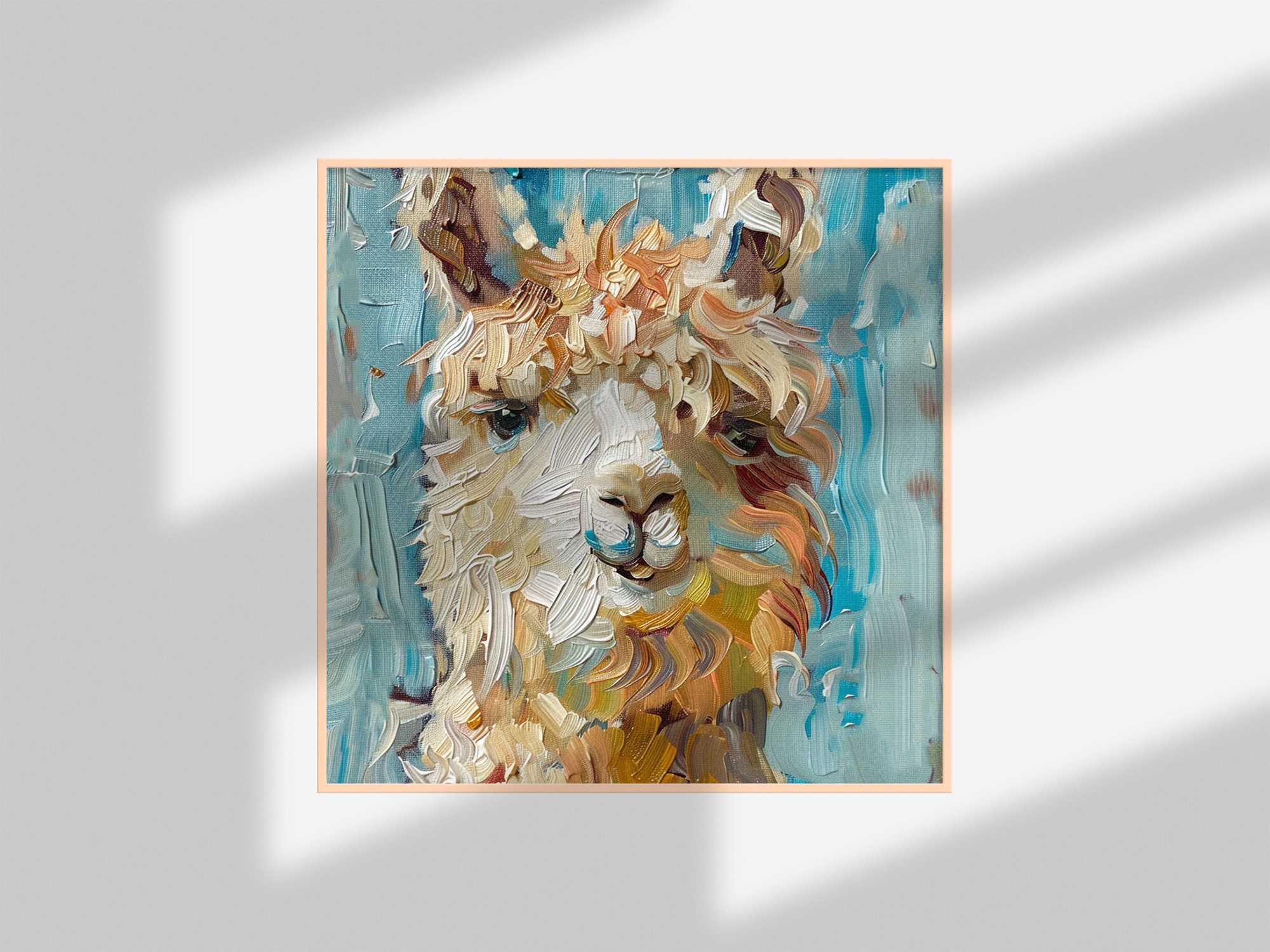 Alpaca Painting on Canvas Animal Portrait Impasto Original Art Lama ...