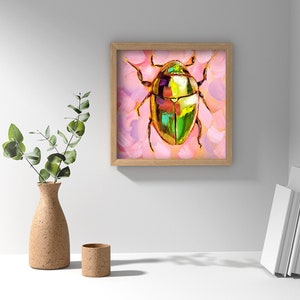 Beetle Painting Insect Original Art Animal Oil Painting Bug Wall Art - Etsy