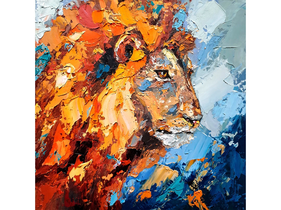 Lion Painting Animal Original Fine Art Wild Animals Impressionism ...