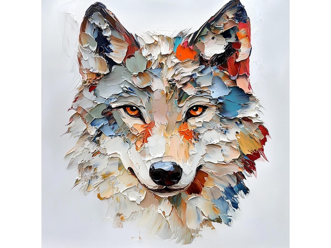 Wolf Painting on Canvas Wild Animals Impasto Original Canvas Art Animal ...