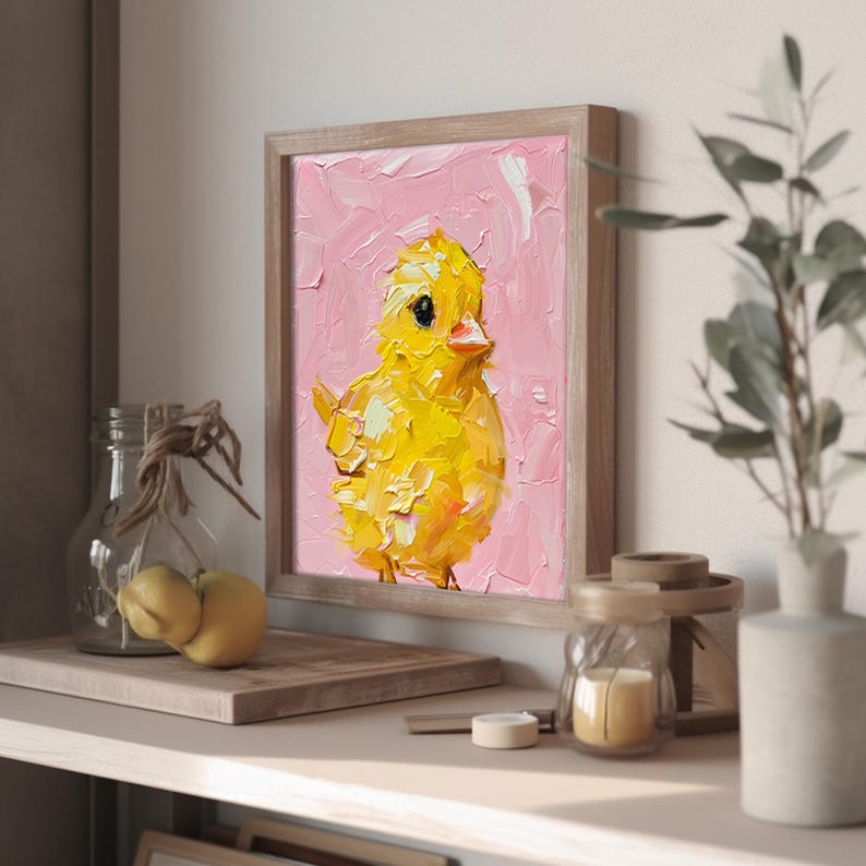 Yellow Chick Original Oil Painting Farm Animals Original Fine Art Birds ...