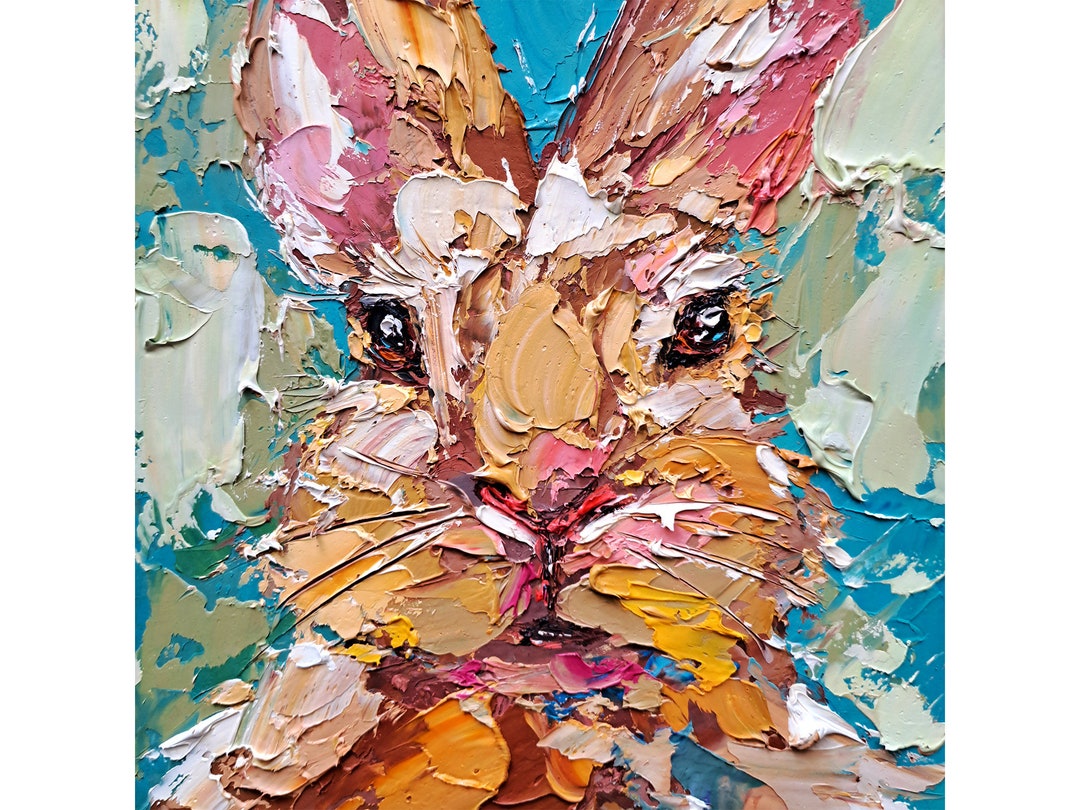 Rabbit Painting Bunny Original Art Animals Artwork Pet Portrait Wall ...