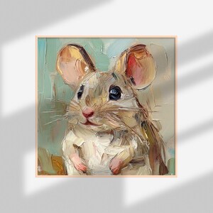 Mouse Oil Painting on Canvas: Whimsical Farmhouse Animal Art - Etsy
