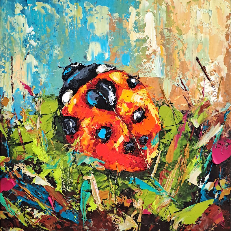 Ladybug Painting - Etsy