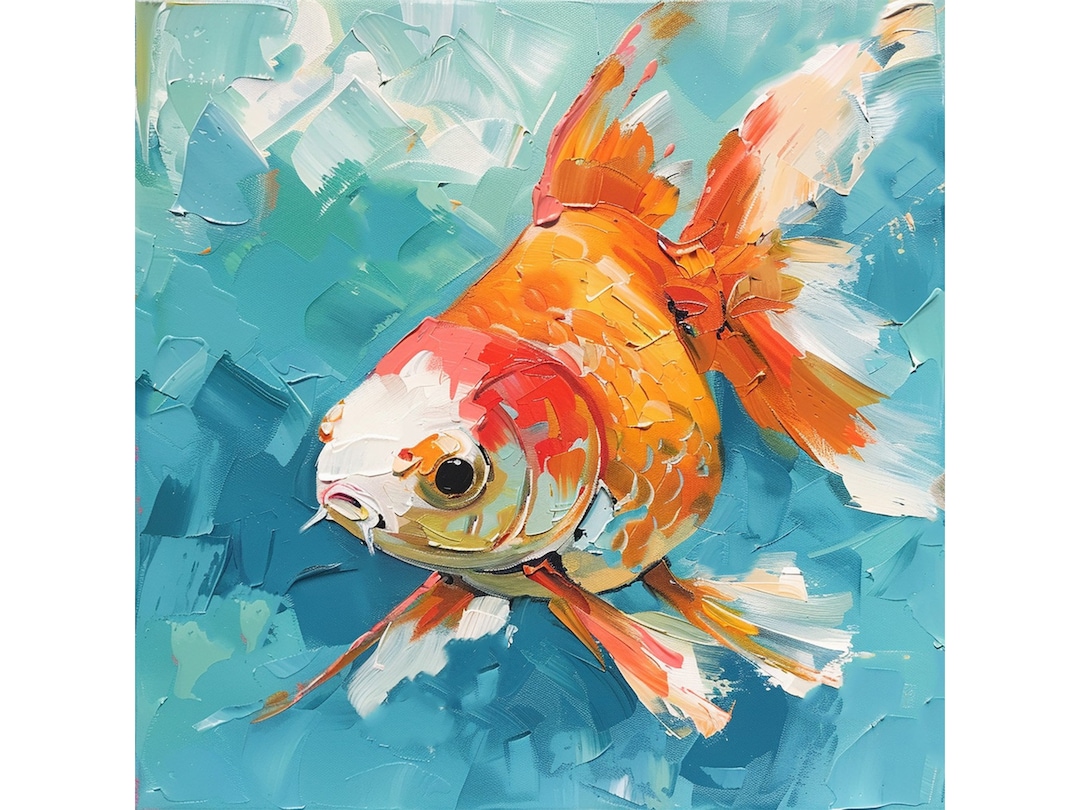 Goldfish Original Oil Painting Fish Painting Animals Impasto Artwork ...