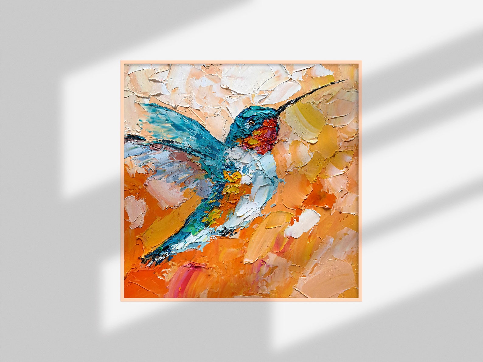 Hummingbird Oil Painting Bird Original Fine Art Animals Impasto Artwork ...