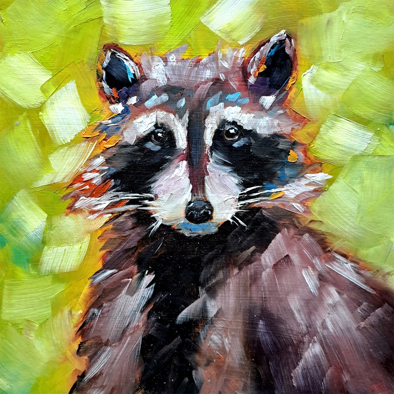 Raccoon Painting - Etsy