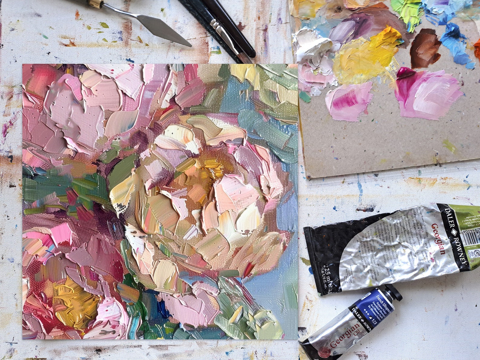 Peonies Original Oil Painting Abstract Flowers Original Art Floral ...