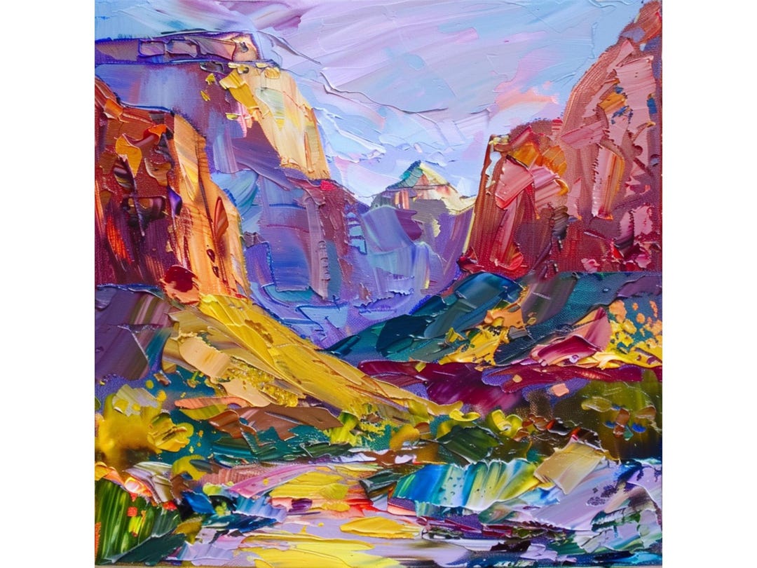 Zion National Park Oil Painting Utah Landscape Canvas Art Travel Gift ...