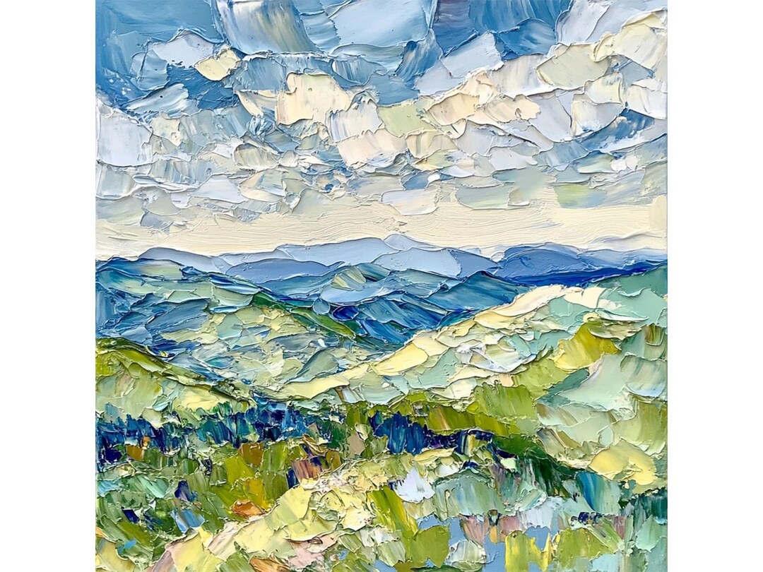 Blue Ridge Mountains Oil Painting: North Carolina Impasto Art - Etsy