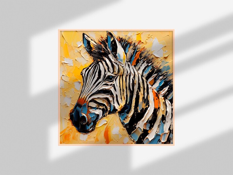 Zebra Oil Painting Impasto Art Original Animal Artwork Modern Zebra ...