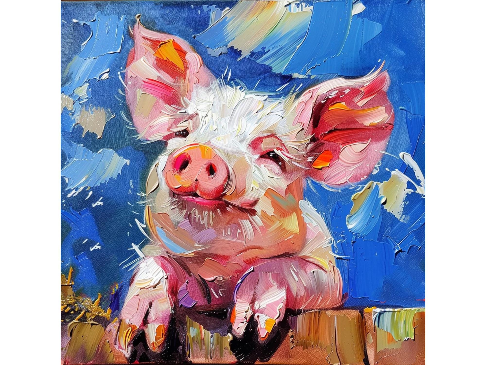 Piglet Portrait Painting: Original Farm Animal Oil Art, 10x10 - Etsy