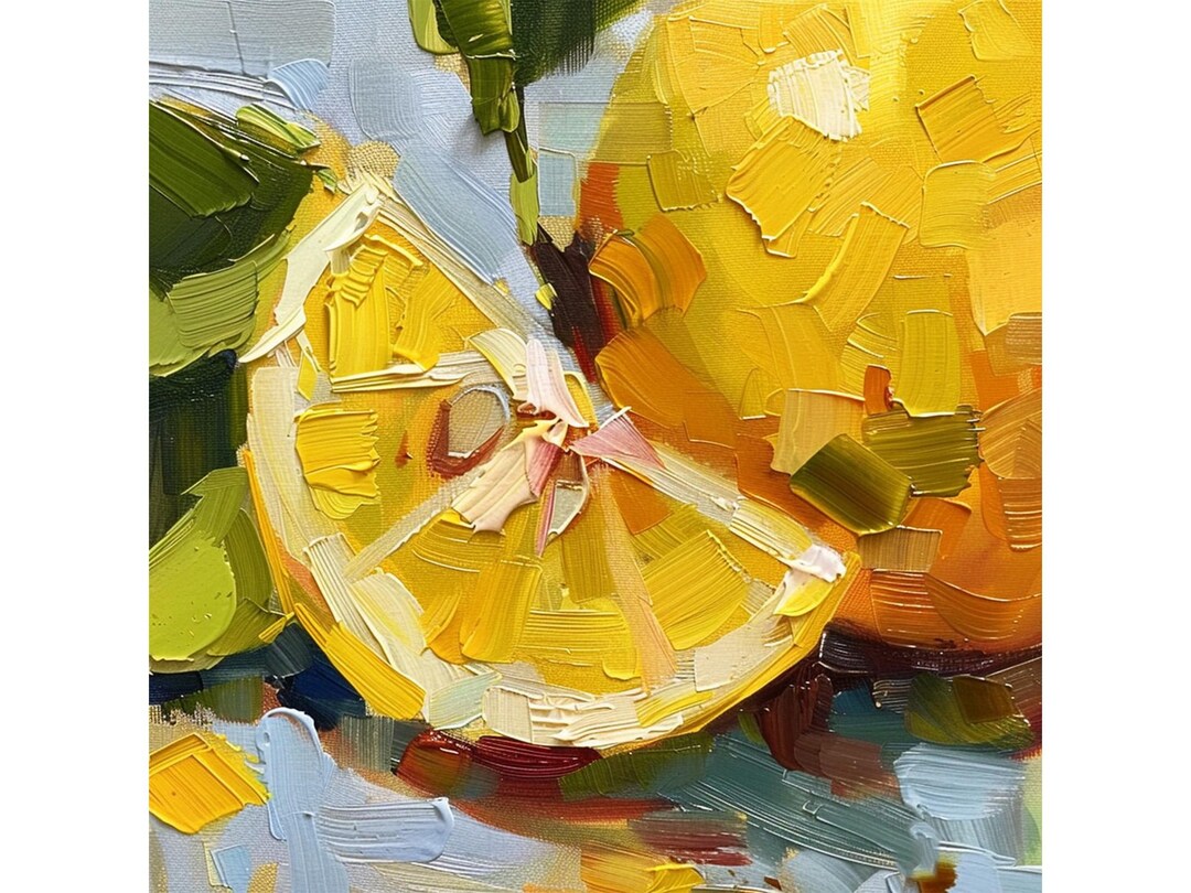 Lemon Oil Painting on Canvas Fruit Original Art Canvas Citrus Wall Art ...
