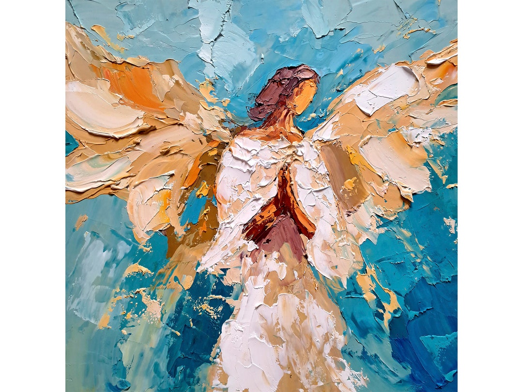 Angel Painting Angel Wings Abstract Original Art Woman Impasto Oil ...