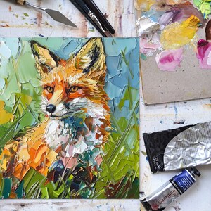 Fox Impasto Painting: Original Red Fox Art on Canvas (10x10 In) - Etsy