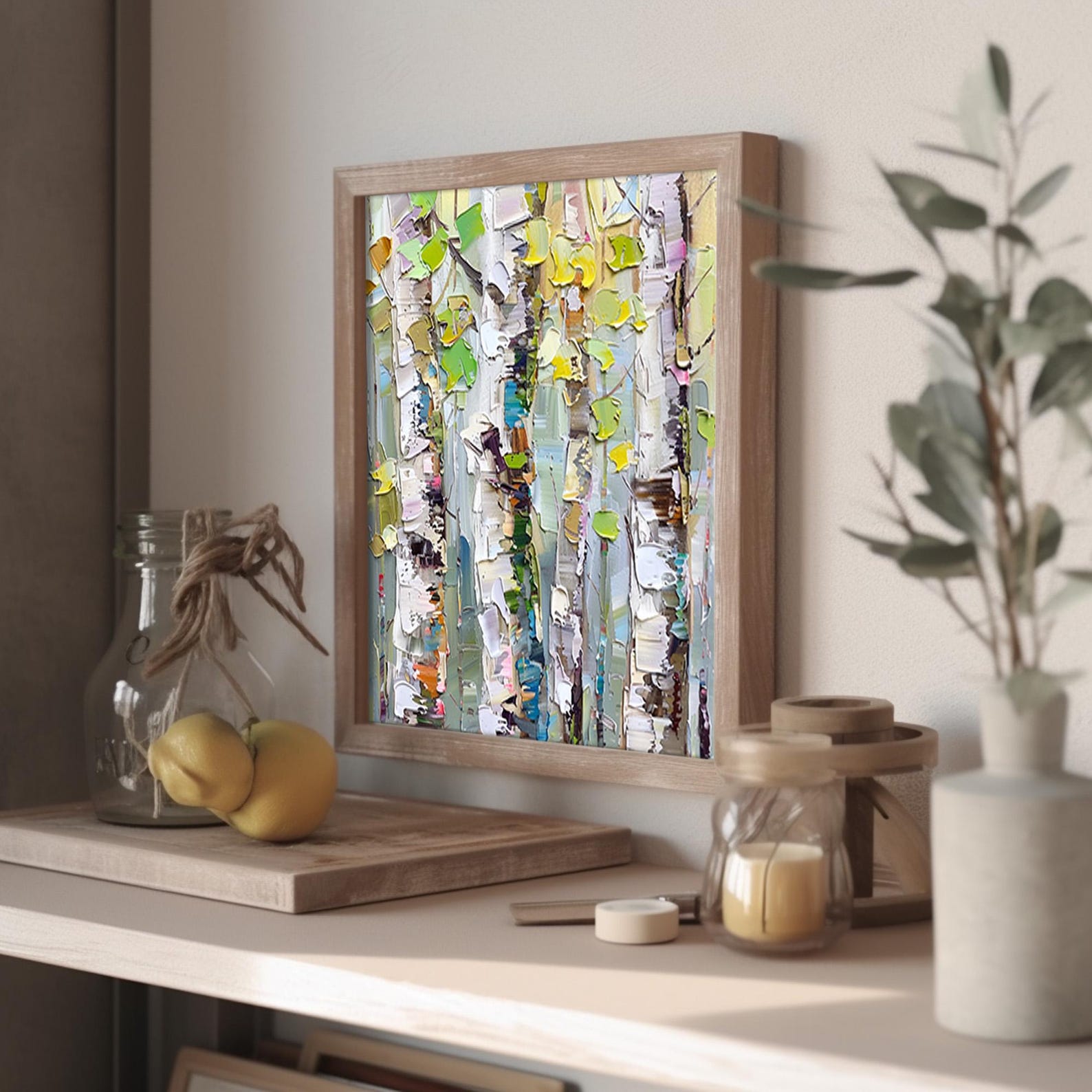 Aspen Forest Impasto Oil Painting Abstract Colorado Landscape Wall Art ...
