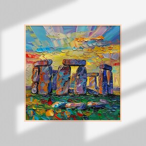 Stonehenge Oil Painting England Landscape Impasto Original Art Travel Art Paintings Gifts by ...