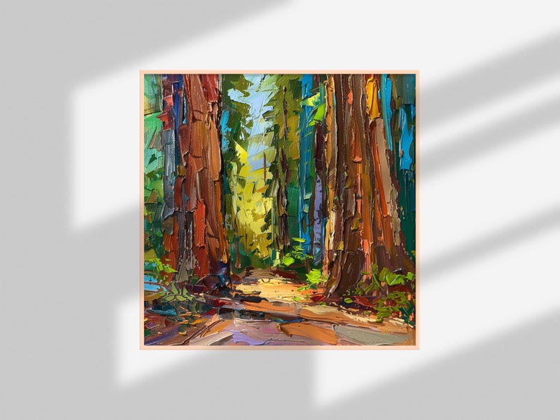 Redwood Painting on Canvas Redwood Forest Original Canvas Art ...