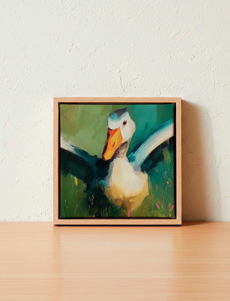 Goose Large Canvas Painting White Goose Artwork Bird Portrait Farmhouse ...