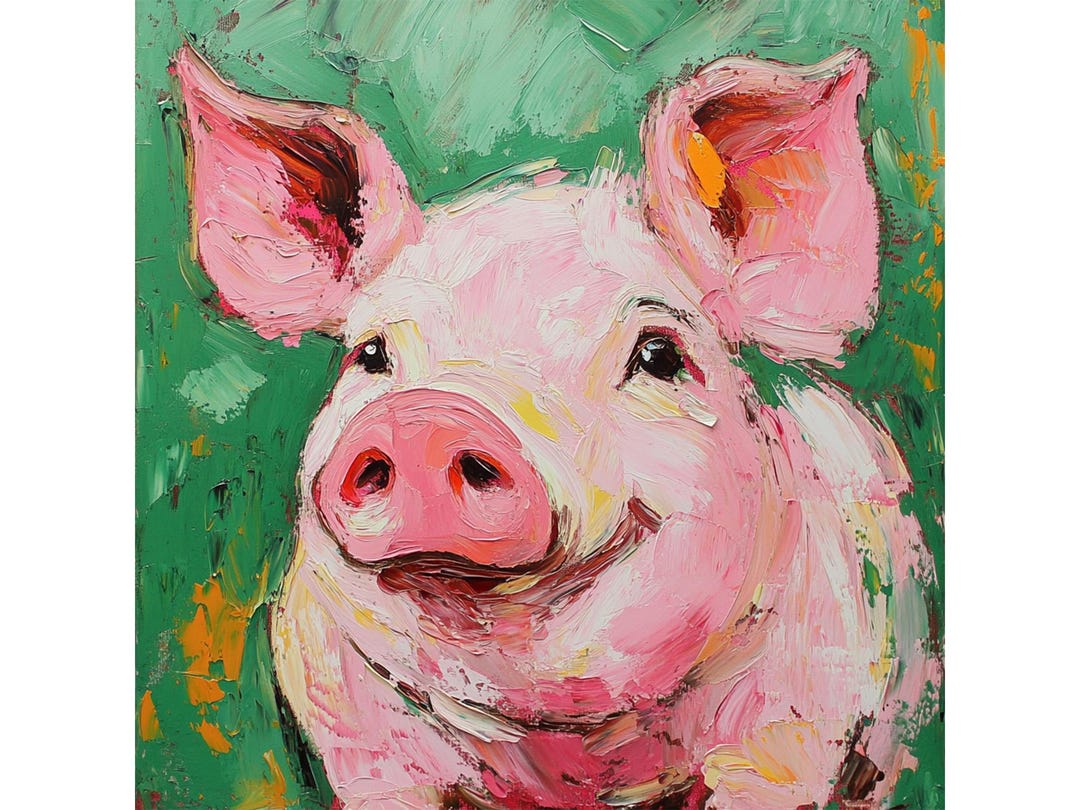 Pig Painting Farm Animals Original Fine Art Pig Portrait Wall Art ...