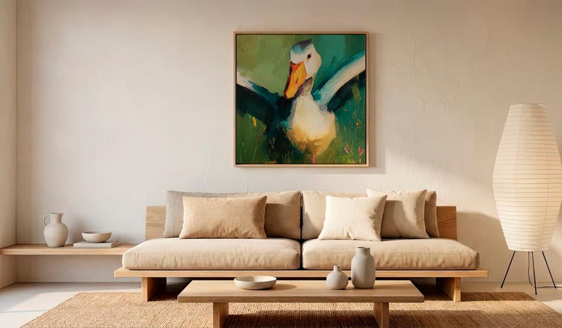 Goose Large Canvas Painting White Goose Artwork Bird Portrait Farmhouse ...