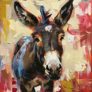 Donkey Original Painting on Canvas Animals Canvas Fine Art Farm Animals ...