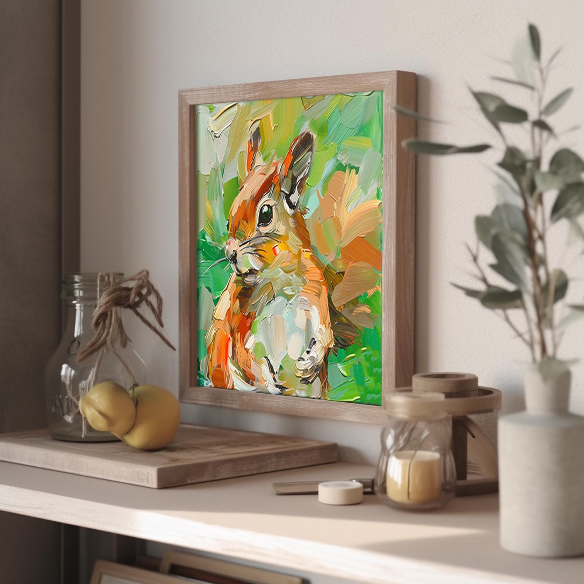 Squirrel Oil Painting on Canvas: Wild Animal Portrait Art by Artsenya ...