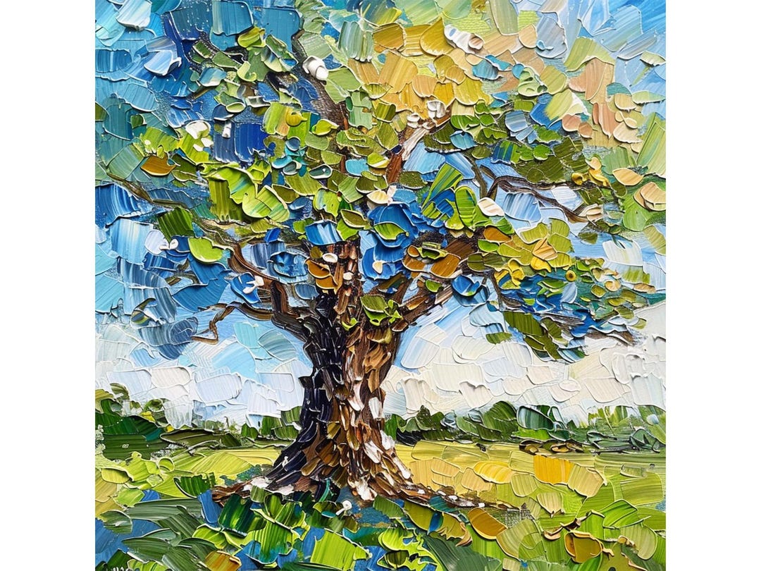 Oak Tree Painting on Canvas Oak Valley Original Impasto Artwork Texas ...