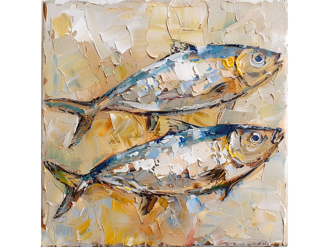 Sardine Oil Painting Fish Impasto Art Animals Original Artwork ...