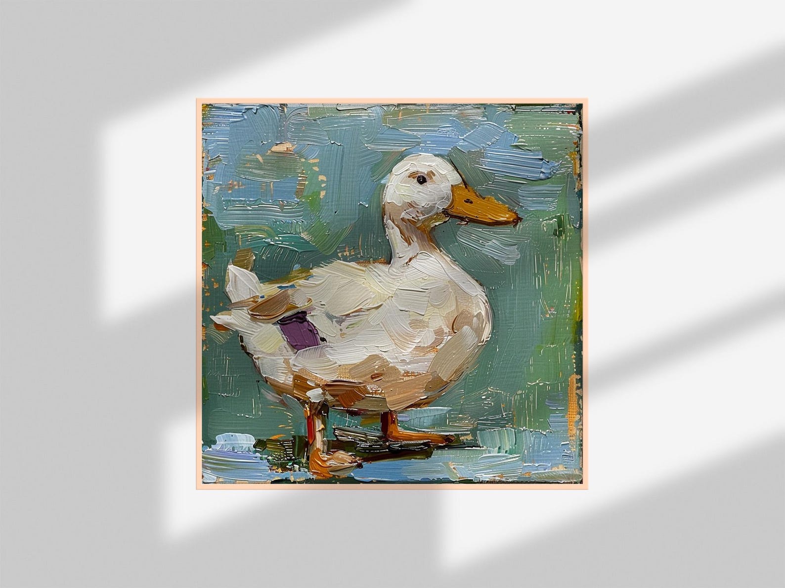 White Duck Painting on Canvas Farm Birds Original Canvas Fine Art ...
