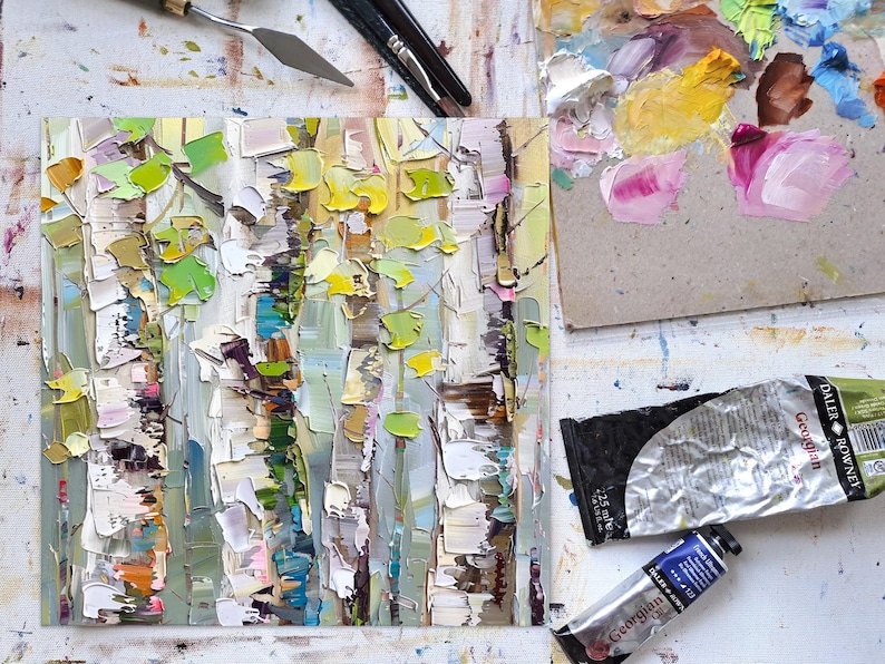 Aspen Forest Impasto Oil Painting Abstract Colorado Landscape Wall Art ...