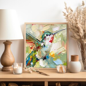 Hummingbird Oil Painting on Canvas Small Bird Impasto Original Canvas ...