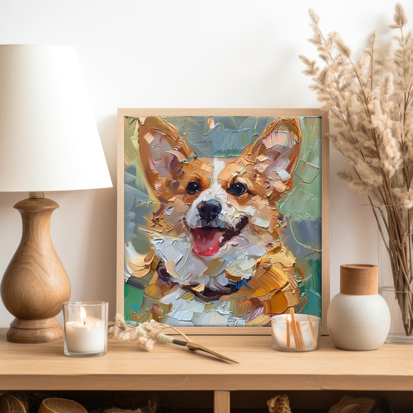 Corgi Oil Painting on Canvas Dog Portrait Original Fine Art Animals ...