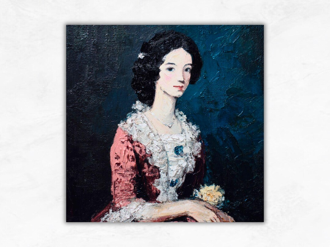 Rococo Style Woman Portrait Oil Painting: Elegant Female Figure Art - Etsy