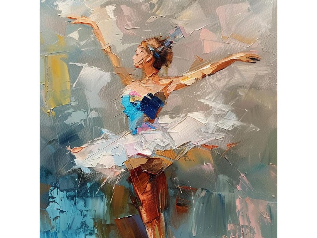 Ballerina Canvas Art Woman Ballet Dancer Painting Minimalistic Wall Art ...