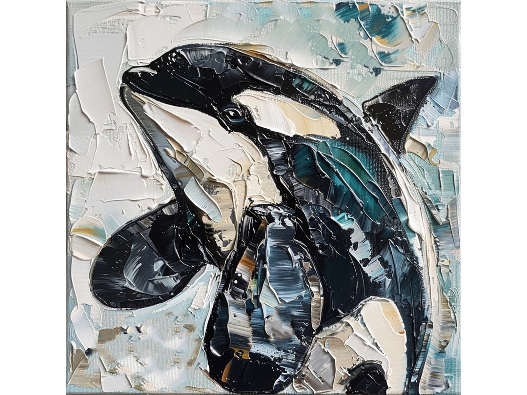 Orca Oil Painting Animals Original Art Whale Impasto Oil Artwork ...