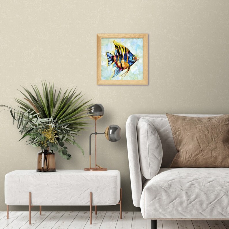 Angelfish Painting Fish Original Art Animal Oil Painting Scalar Artwork ...