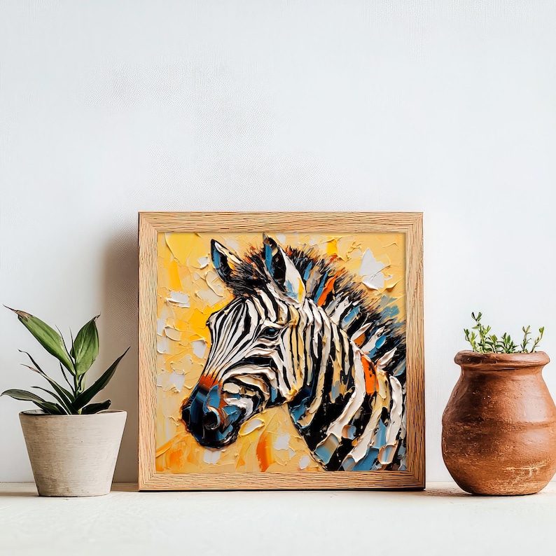 Zebra Oil Painting Impasto Art Original Animal Artwork Modern Zebra ...