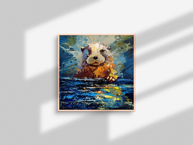 Otter Oil Painting Wild Animal Original Art Swamp Animals Artwork Pet ...