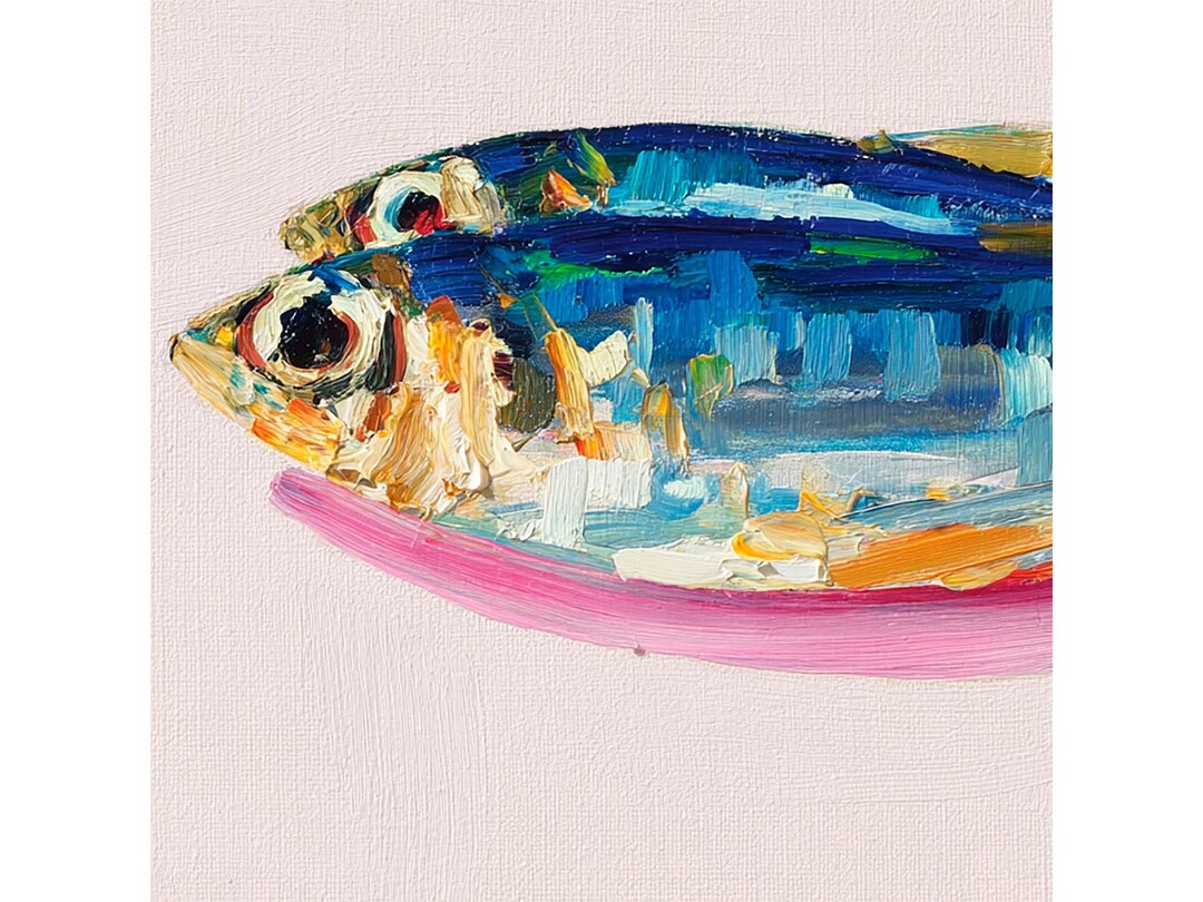 Sardines Oil Painting: Textured Still Life Art Impasto Fish Painting ...
