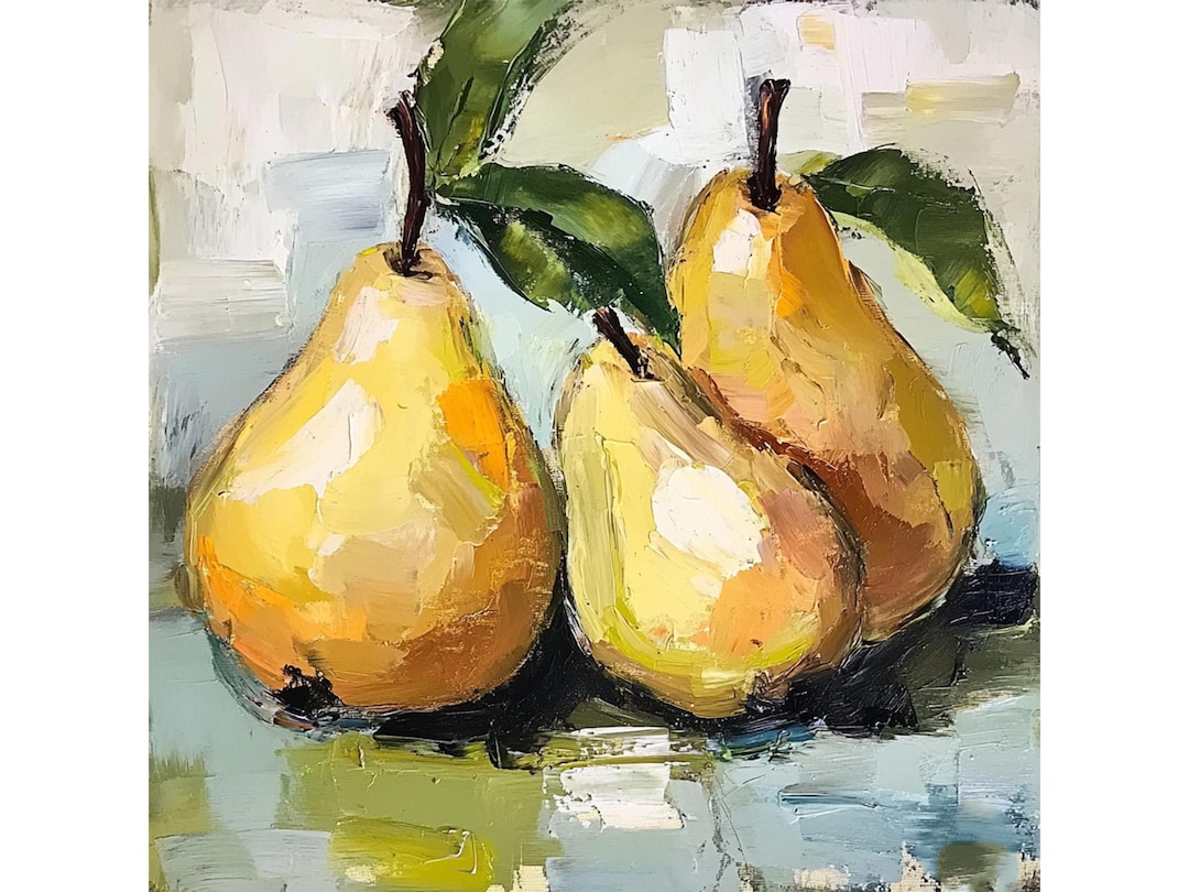 Pear Painting on Canvas Fruit Canvas Original Fine Art Kitchen Wall Art ...