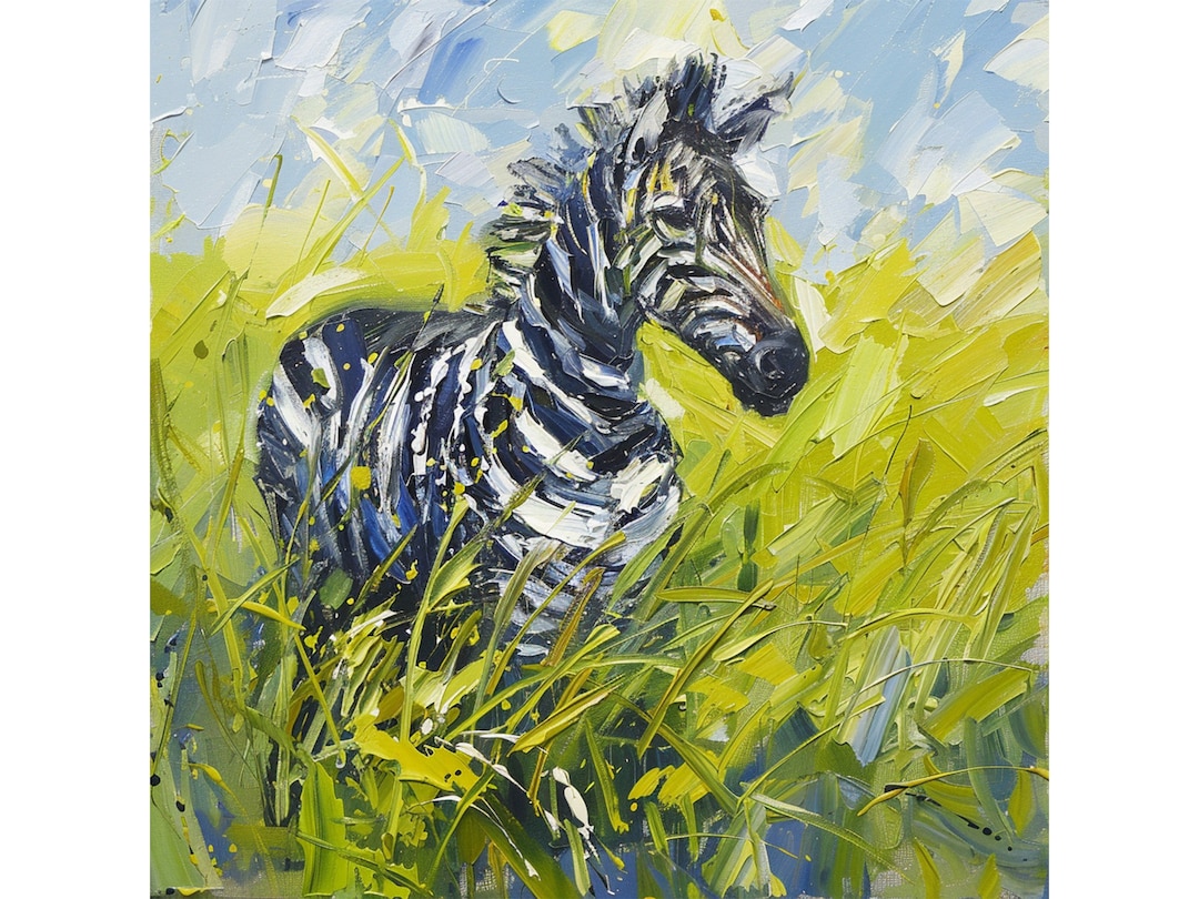 Zebra Painting on Canvas Wild Animals Impasto Original Art Horse Wall ...