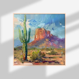 Big Bend National Park Painting Cactus Original Art Texas Landscape ...